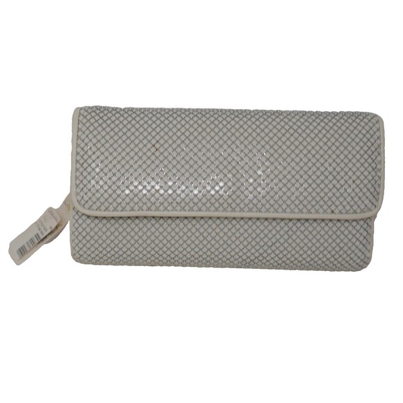 Whiting & Davis | Bags | Whiting Davis White Mesh Leather Flap Clutch ...
